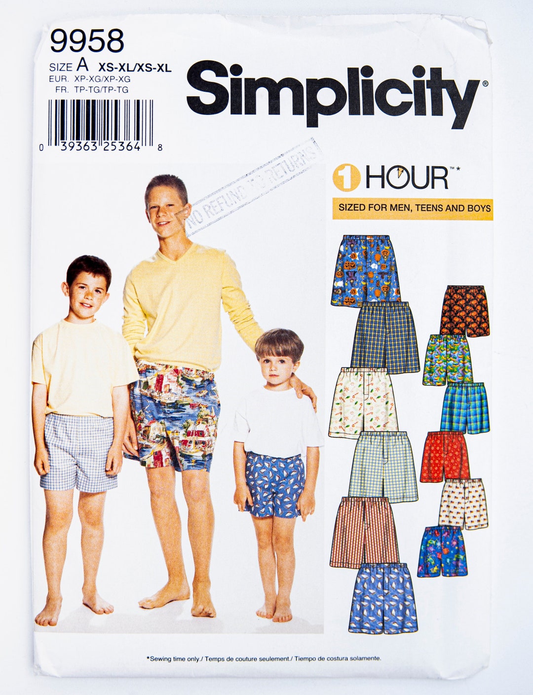 Simplicity Sewing Pattern 9958, Easy to Sew, Boys'/men's/teens' Boxers ...