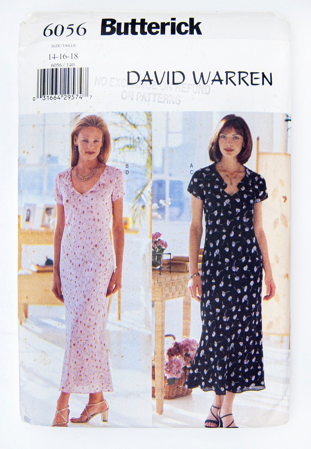 Butterick Sewing Pattern 6056, Vintage Pattern, Misses' Dress, by David ...
