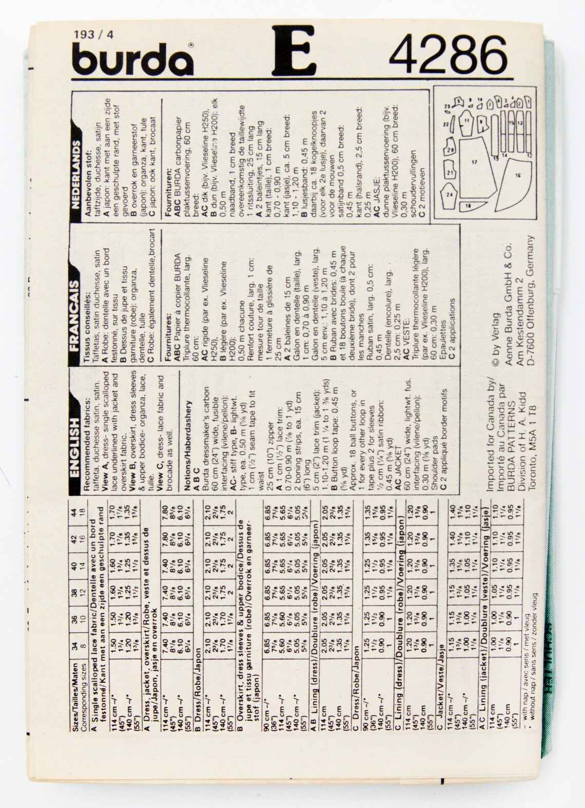 Burda Couture Sewing Pattern 4286, Wedding/ Bridal Dress, Jacket, Skirt ...