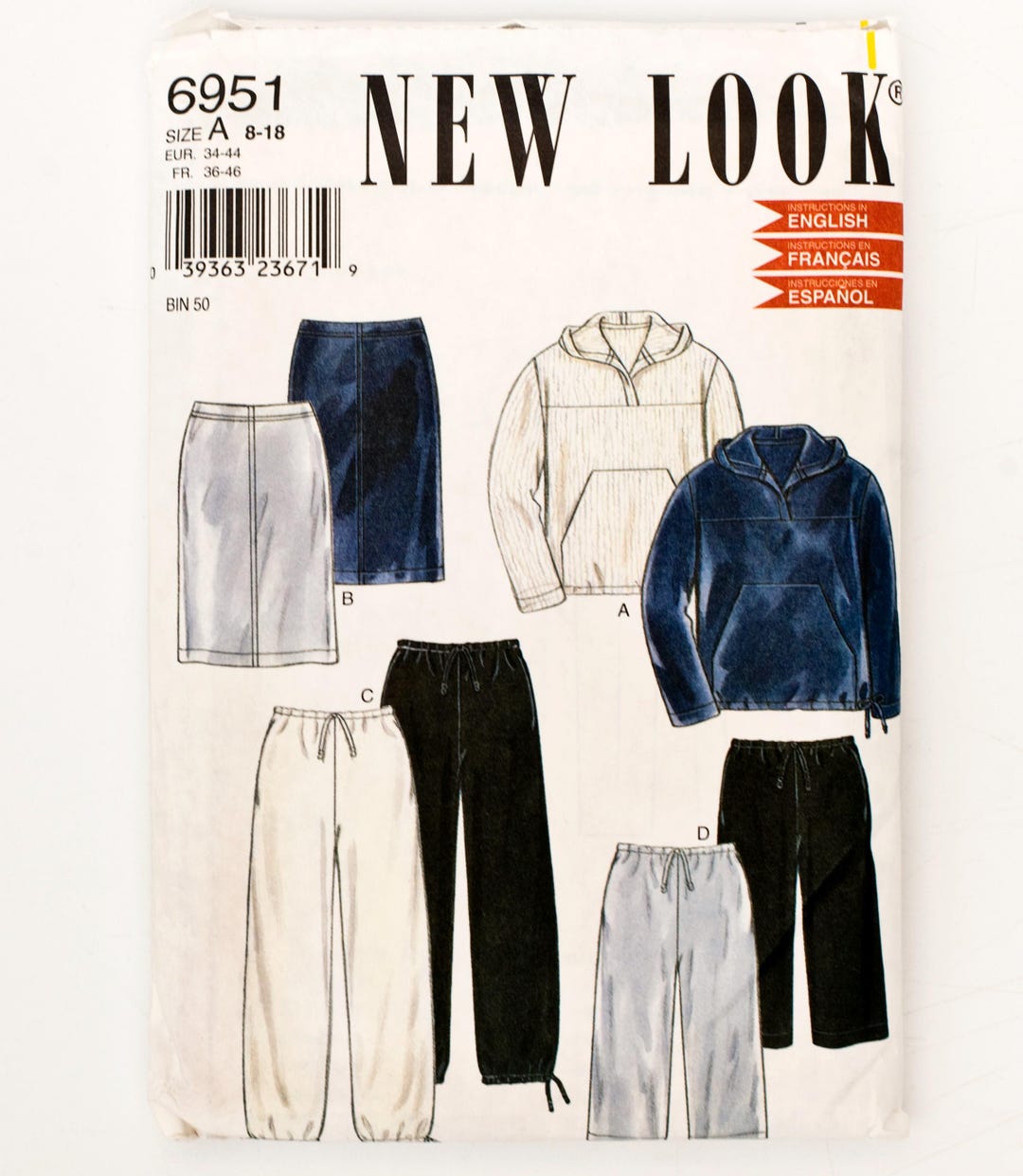 New Look Sewing Pattern 6951, Misses' Hoodie, Skirt, Pants, Size 8-12 ...