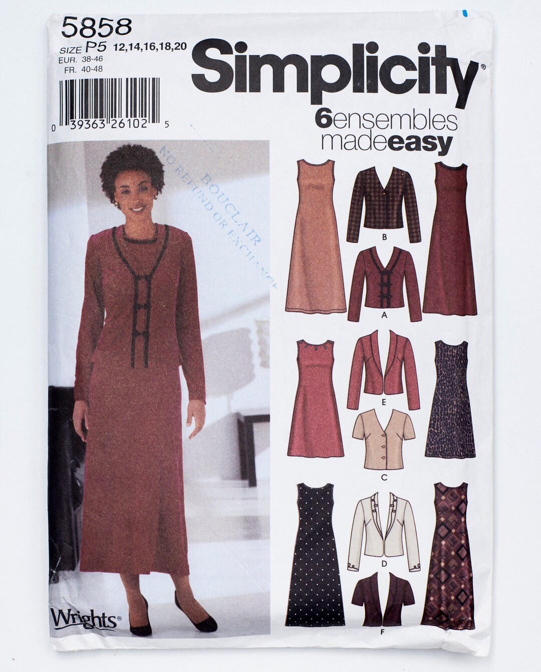 Simplicity Sewing Pattern 5858, Misses' Jacket, Dress, Easy to Sew ...