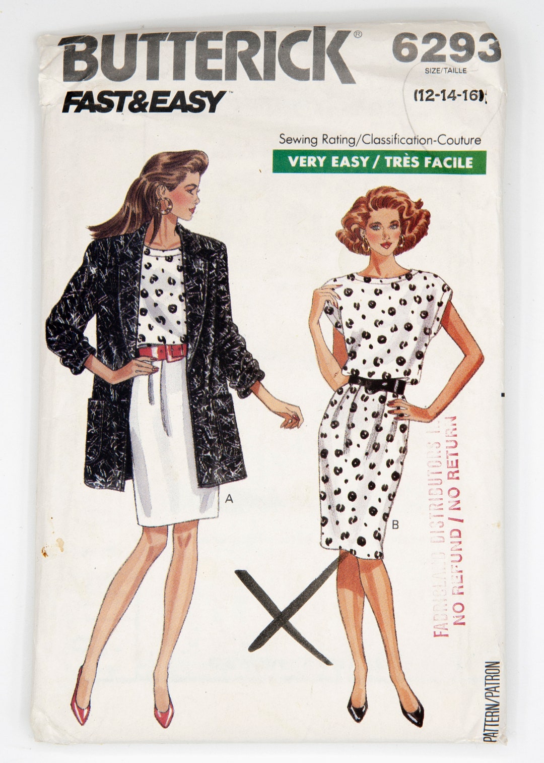 Butterick Sewing Pattern 6293, Misses' Jacket, Top, Skirt, Vintage ...