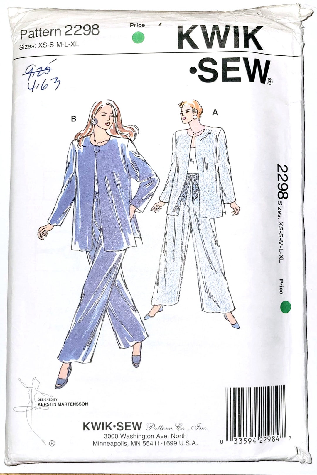 Kwik Sew Sewing Pattern 2298, Vintage Pattern, Misses' Jacket, Pants ...