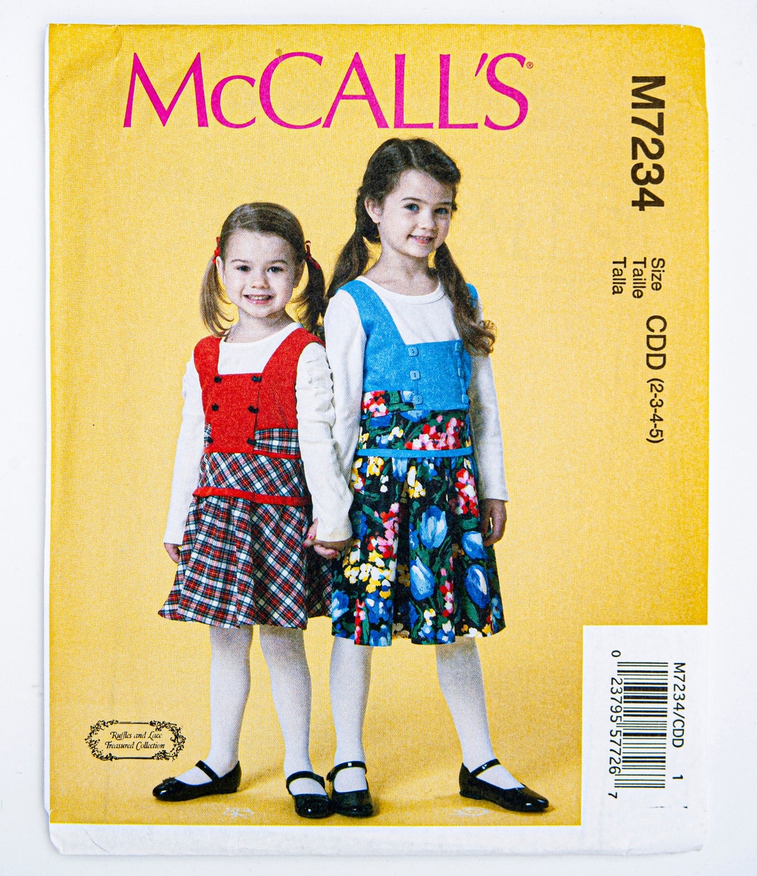 Mccall's Sewing Pattern 7234, Children's /girls' Jumper, Ruffles and ...