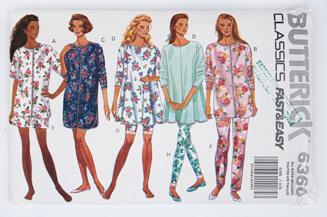 Butterick Sewing Pattern 6360, Misses' Pajama, Top, Pants, Nightshirt ...