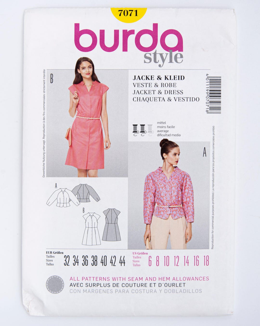 Burda Style Sewing Pattern 7071, Misses' Jacket, Dress, Size 6-18 ...