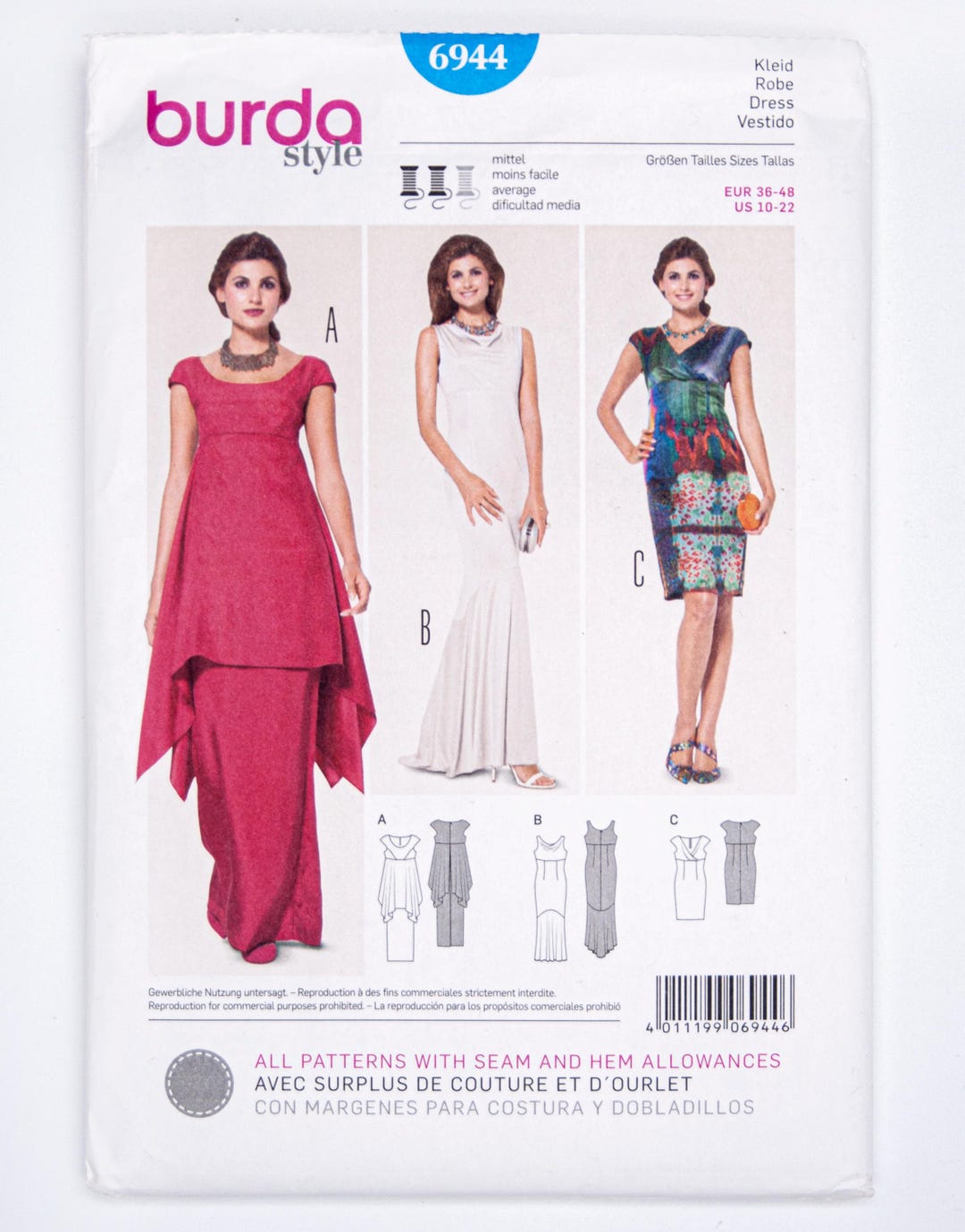 Burda Style Sewing Pattern 6944, Misses' Dress, Size 10-22, UNCUT ...