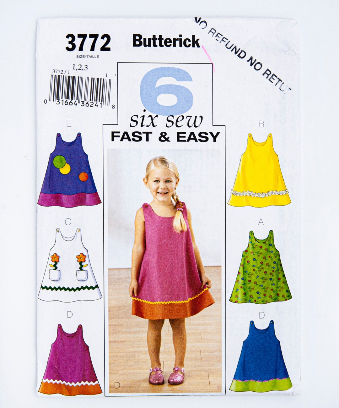 Butterick Sewing Pattern 3772, Children's/ Girls' Summer Dress, Easy to ...