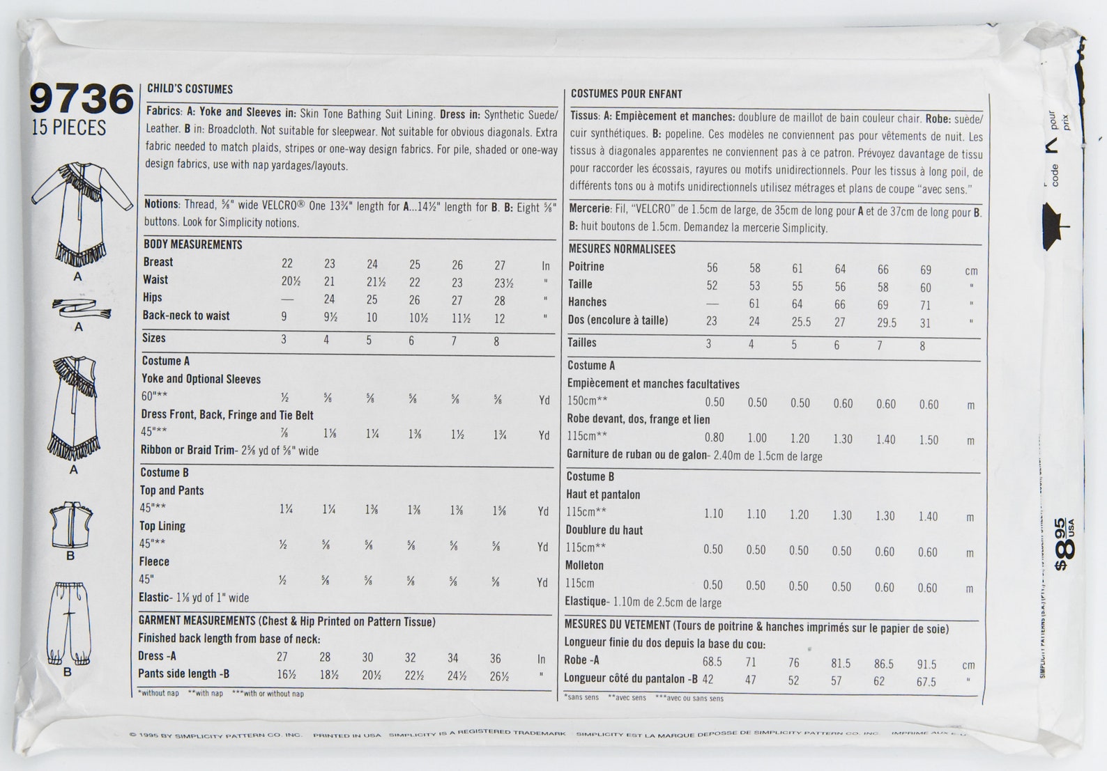 Simplicity Costumes Sewing Pattern for Kids 9736 Halloween | Etsy