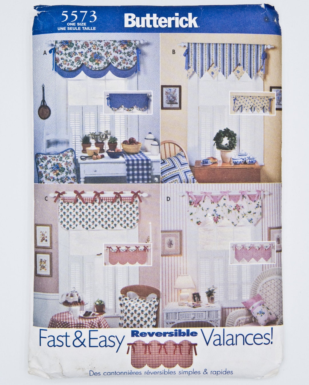 Butterick Sewing Pattern 5573, Fast & Easy Reversible Window Valances ...