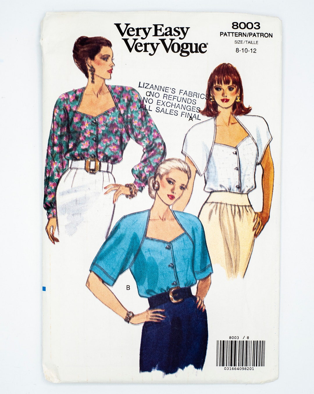 Vogue Sewing Pattern 8003, Easy to Sew, Vintage Pattern, Misses' Blouse ...