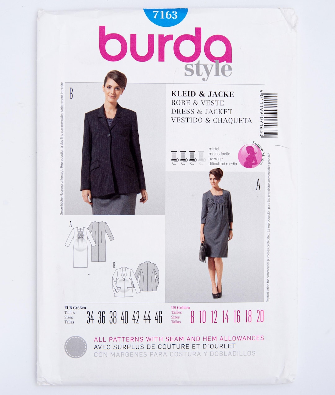 Burda Style Sewing Pattern 7163, Misses' Jacket, Dress, Size 8-20 ...
