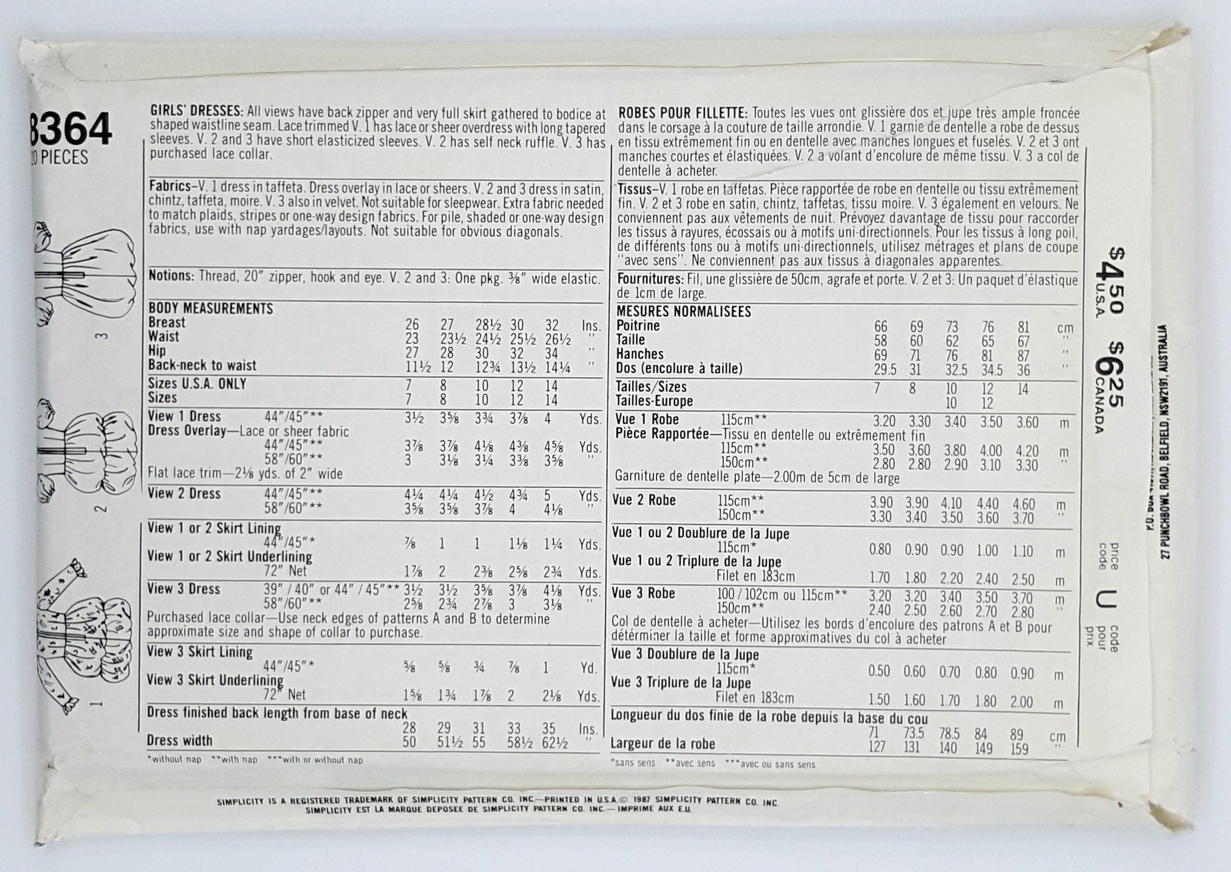 Simplicity Sewing Pattern 8364 Vintage Pattern Girls' - Etsy