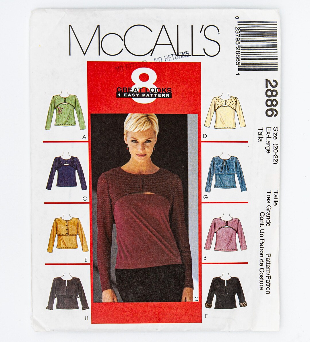 Mccall's Sewing Pattern 2886, Misses' Bolero, Tank Tops With Trim ...