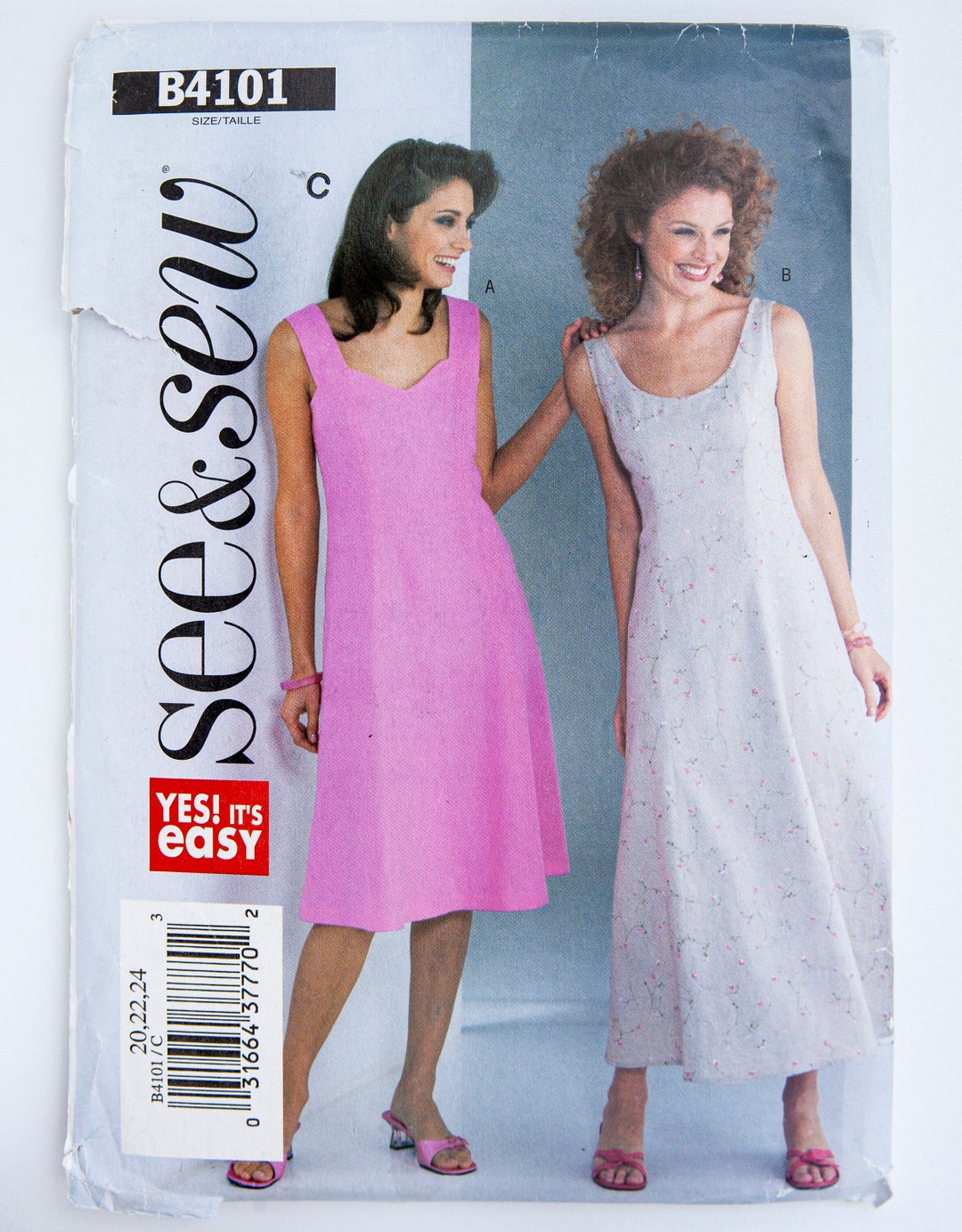 See and Sew Sewing Pattern 4101, Vintage Pattern, Misses' Dress, Easy ...