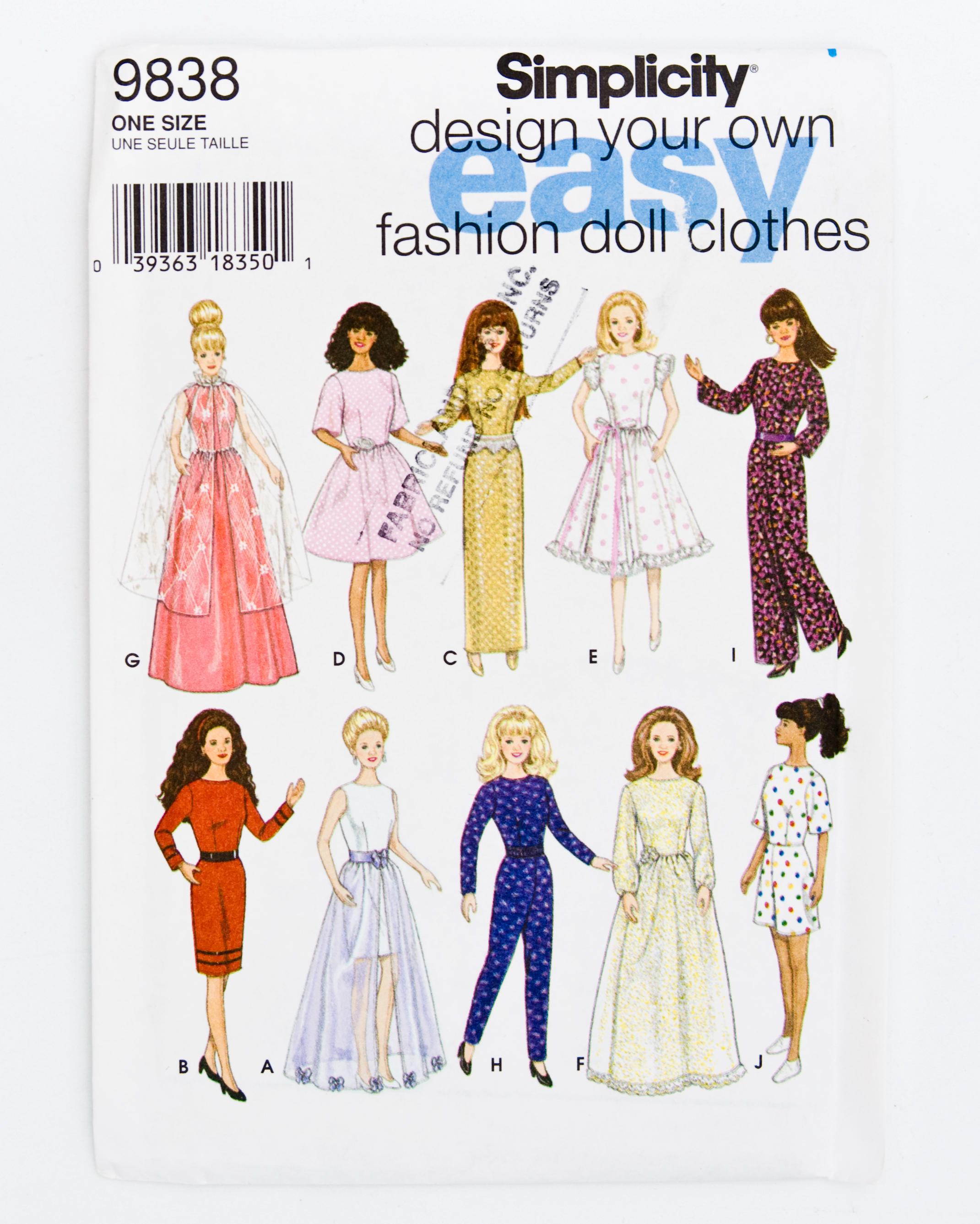 Simplicity Crafts Sewing Pattern 9838, Clothes for 11 1/2