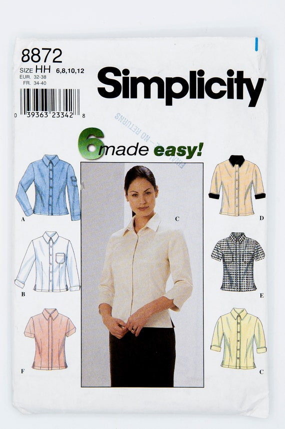 Simplicity Sewing Pattern 8872 Easy to Sew Misses' - Etsy