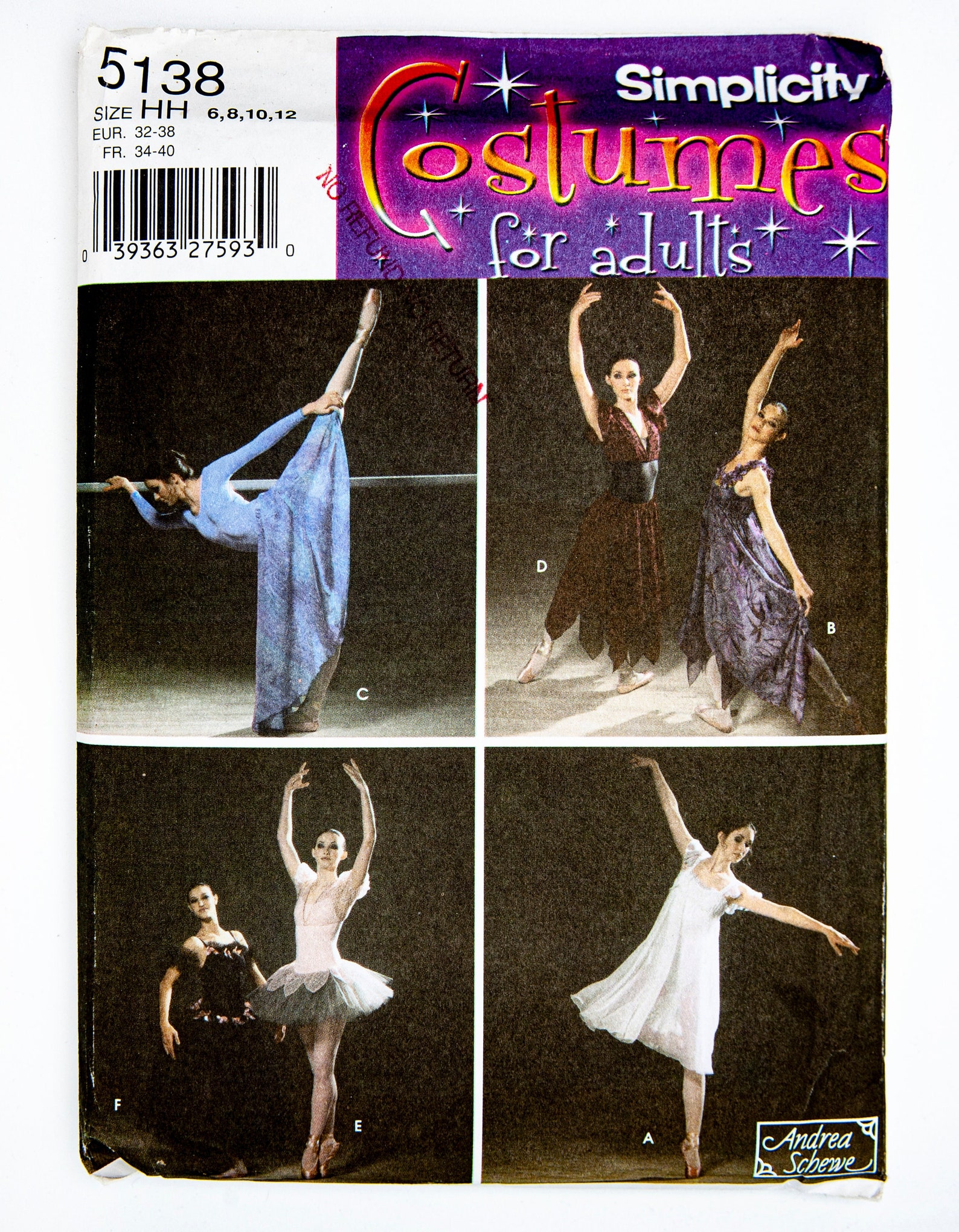 Simplicity Costumes Sewing Pattern 5138, Ballet Costumes for Adults ...
