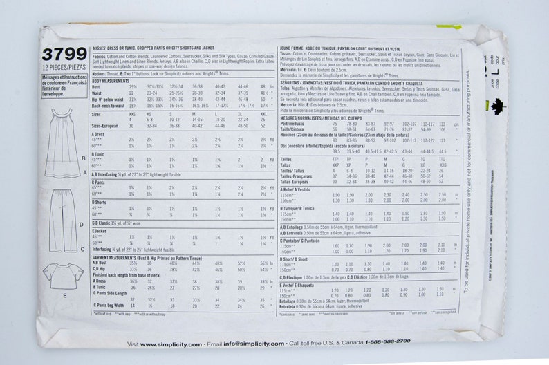 Simplicity Sewing Pattern 3799, Easy to Sew, Misses' Dress/ Tunic ...