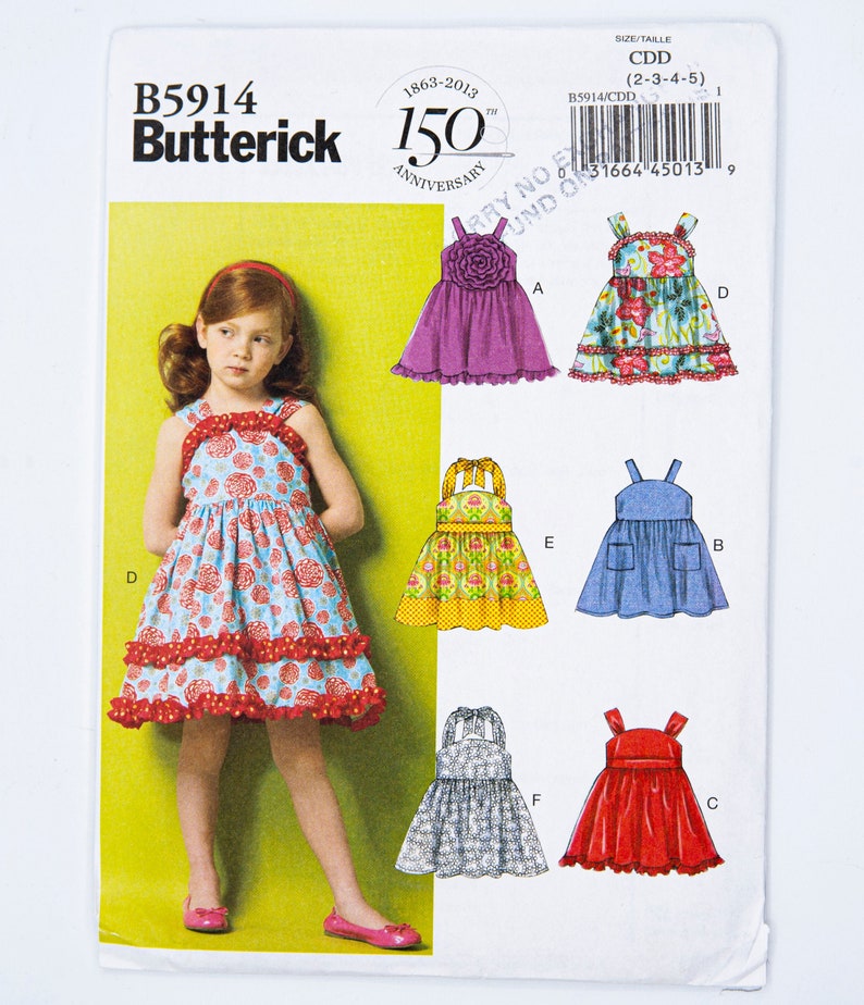 Butterick Sewing Pattern 5914, Girl's Dress, Size 2-3-4-5, UNCUT factory Folded, Year 2013 - Etsy
