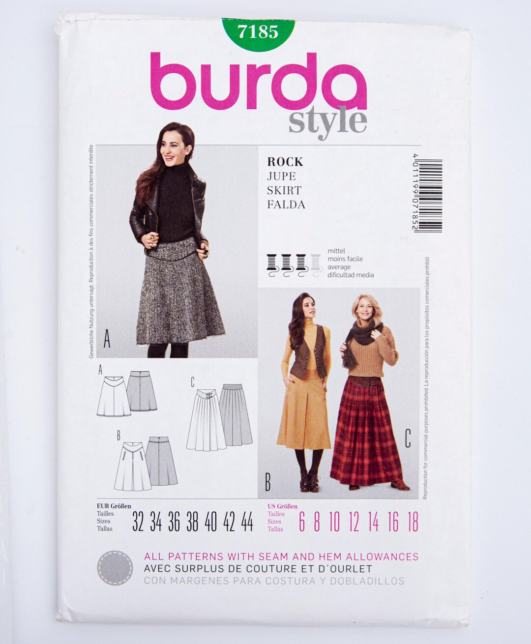 Burda Style Sewing Pattern 7185, Misses' Autumn Skirt, Size 6-18, UNCUT ...