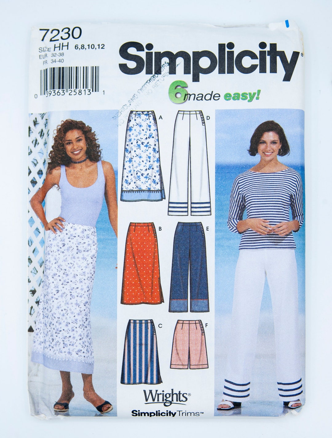 Simplicity Sewing Pattern 7230, Misses' Skirt, Pants, Easy to Sew, Size ...