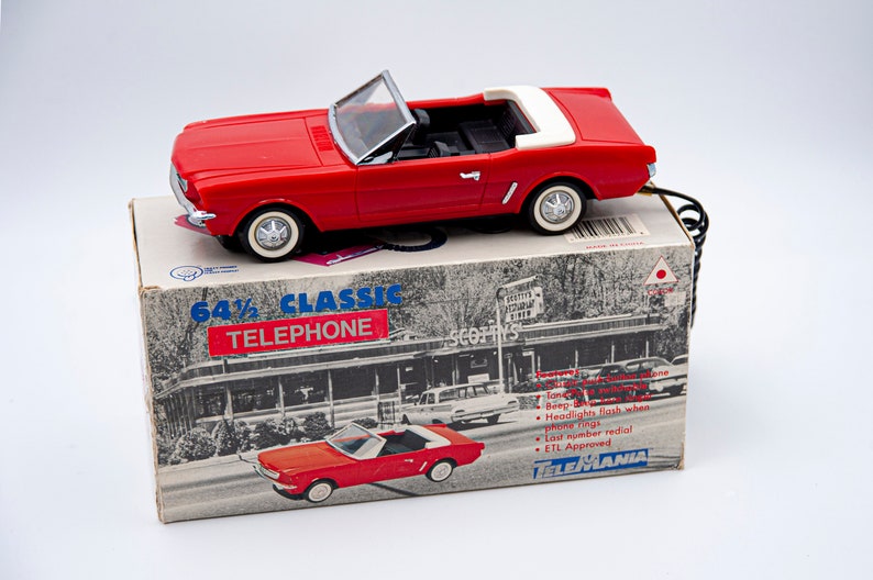 Vintage Telephone 64 1/2 Classic Ford Mustang, Red Telephone in Box ...