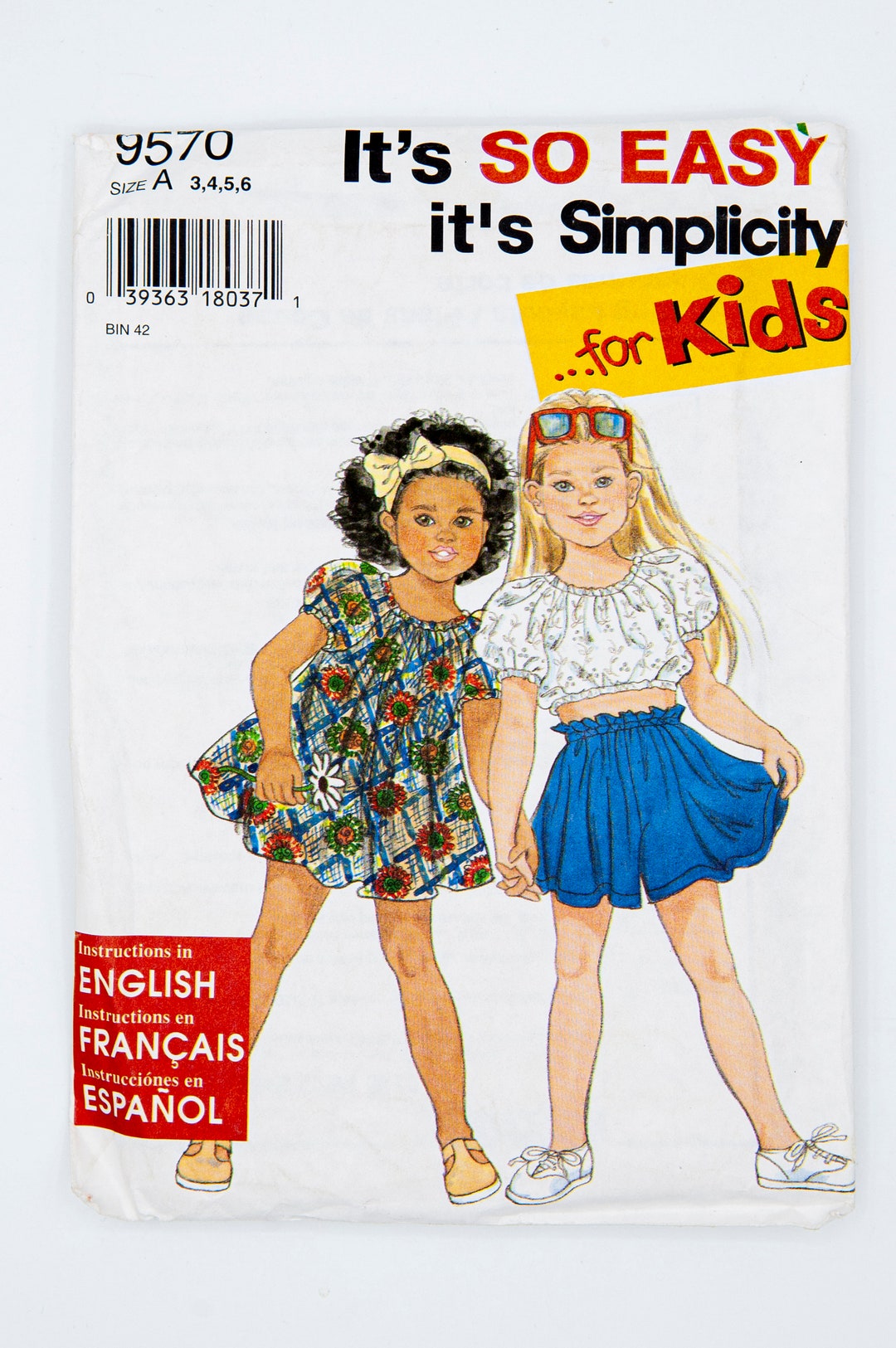 Simplicity Sewing Pattern 9570, Child's Dress, Top, Shorts, Vintage ...