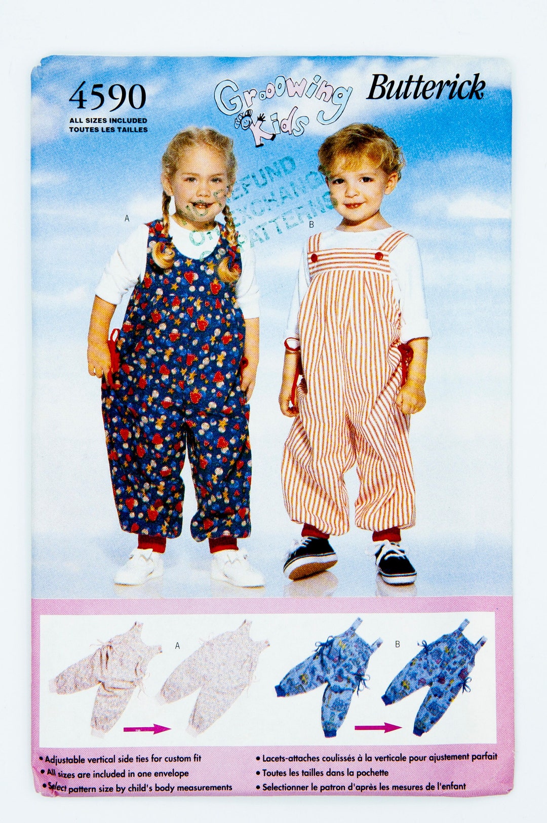 Butterick Sewing Pattern 4590, Toddlers' Jumpsuit, Top, Easy to Sew ...