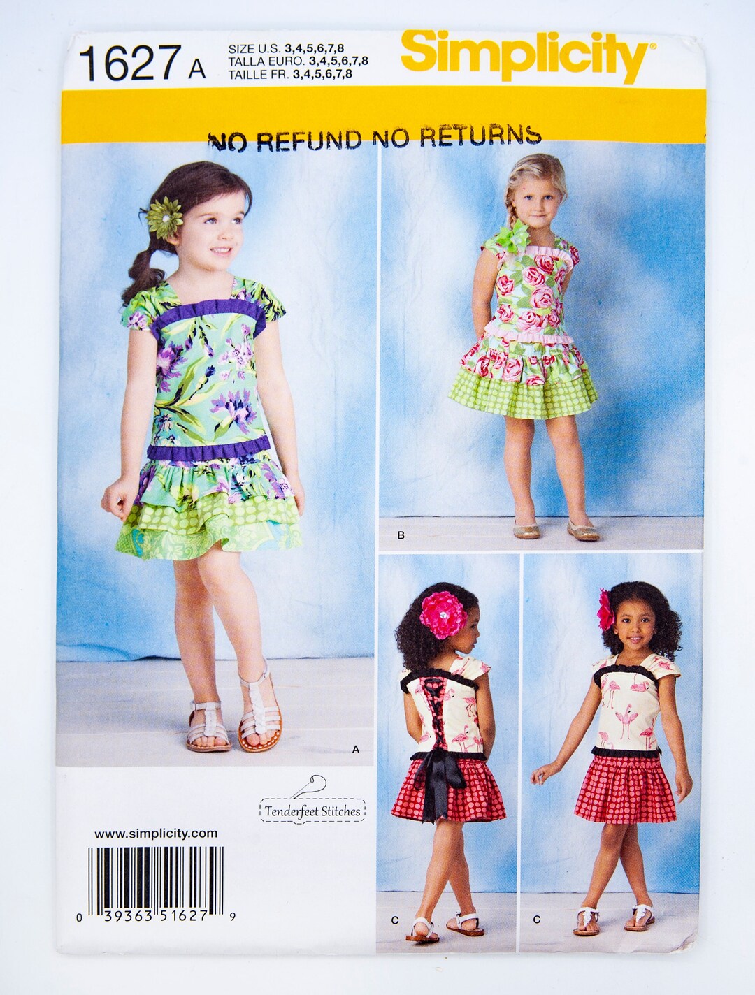 Simplicity Sewing Pattern 1627, Child's Top, Skirt, Size A 3-4-5-6-7-8 ...