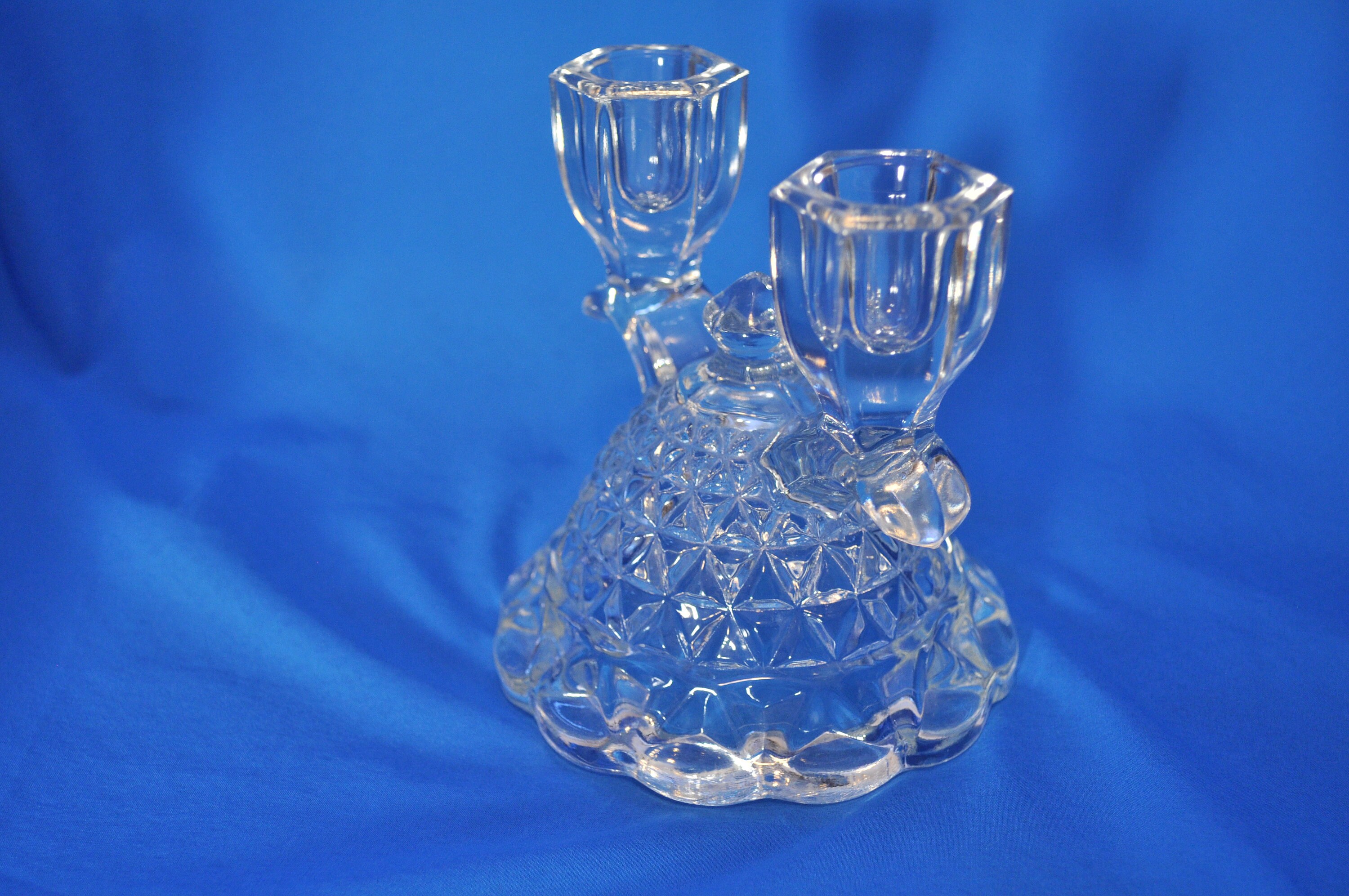 Pressed Glass Double Candlestick Holder - Etsy