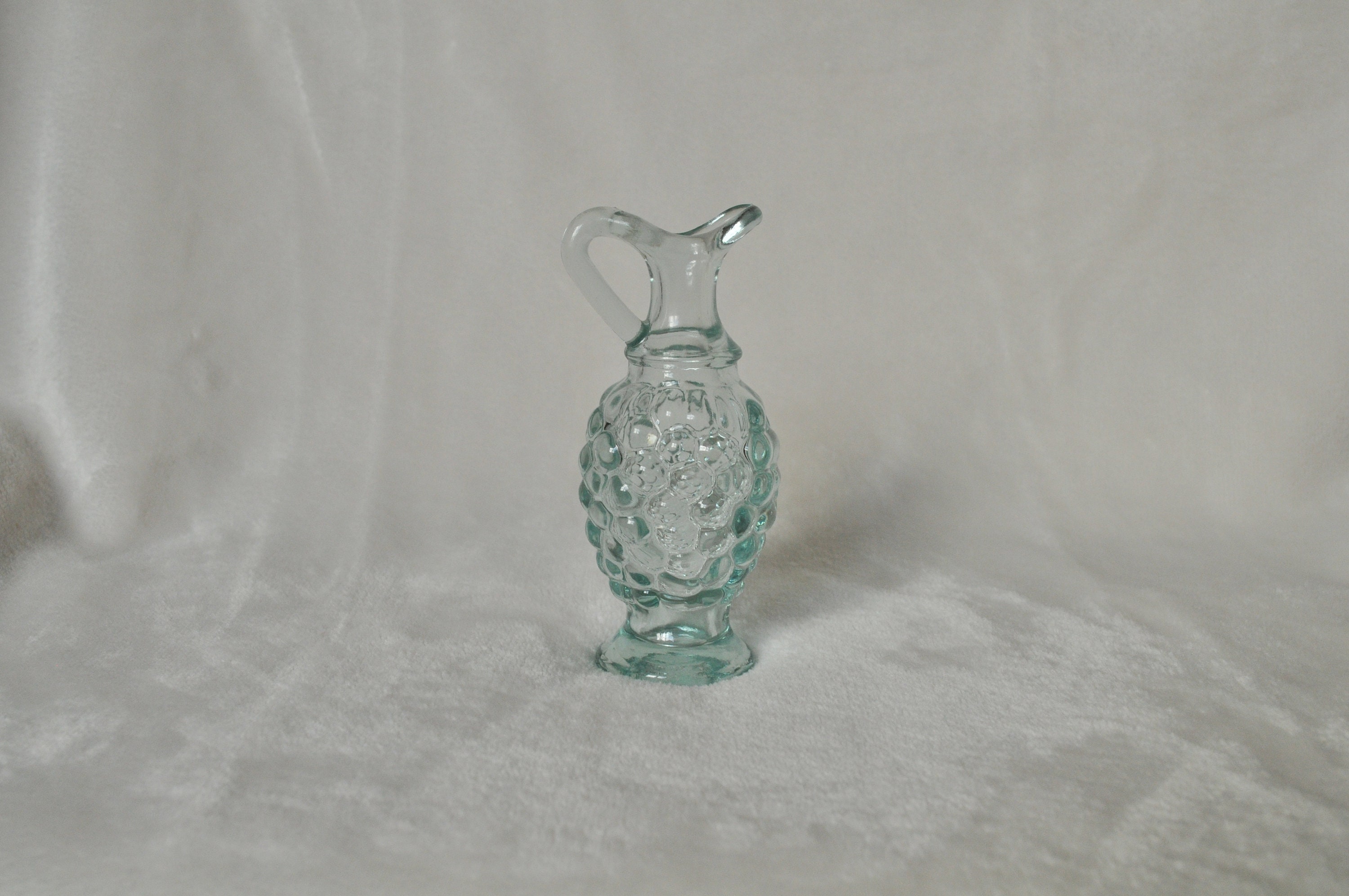 Mini Pitcher Clear Green Pressed Glass - Etsy