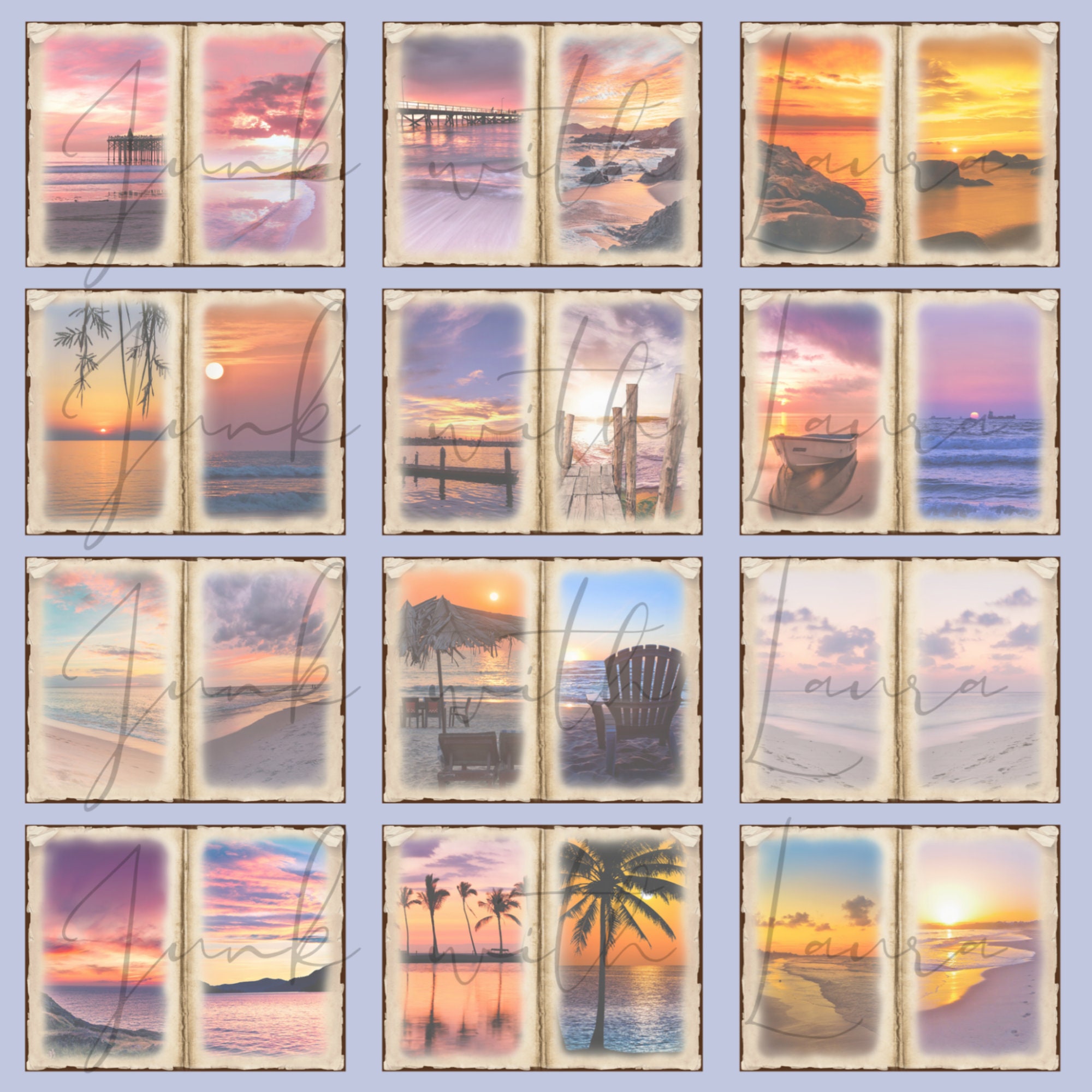 Sunset Waters Junk Journal Pages - Etsy