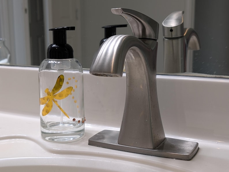 Clear Glass Bottle Soap Dispenser Refillable, Bling Dragonfly Soap Dispenser, House-warming ...