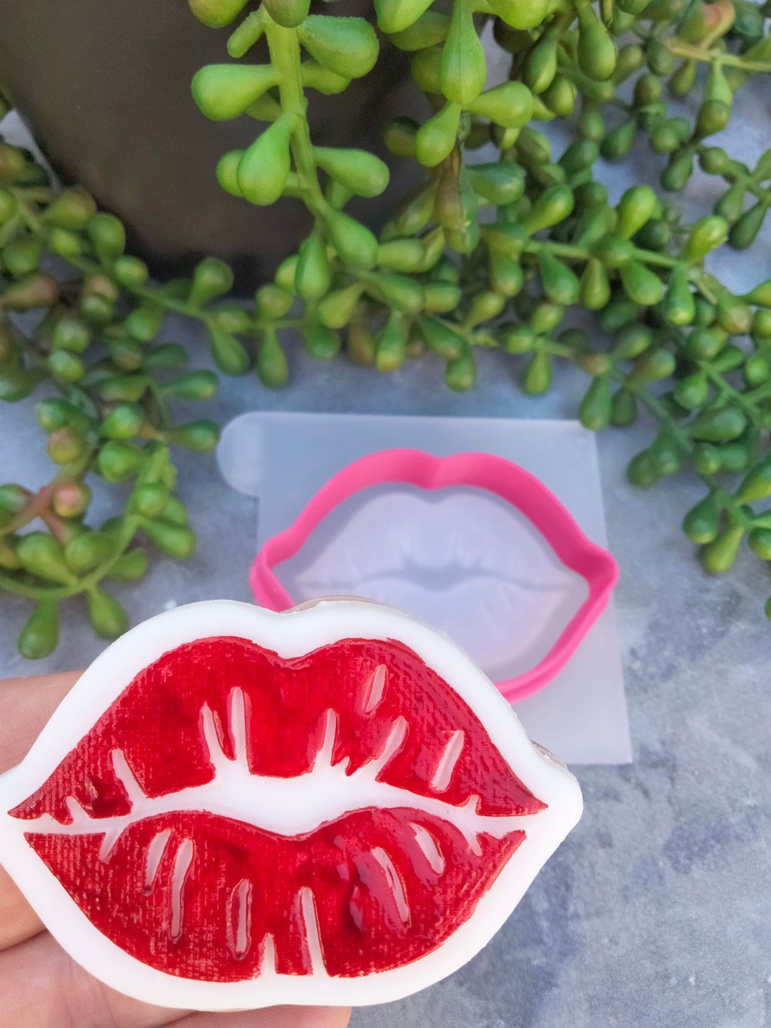 Lips Mouth Kiss Smack Cookie Cutter and Raised Fondant Embosser Stamp ...