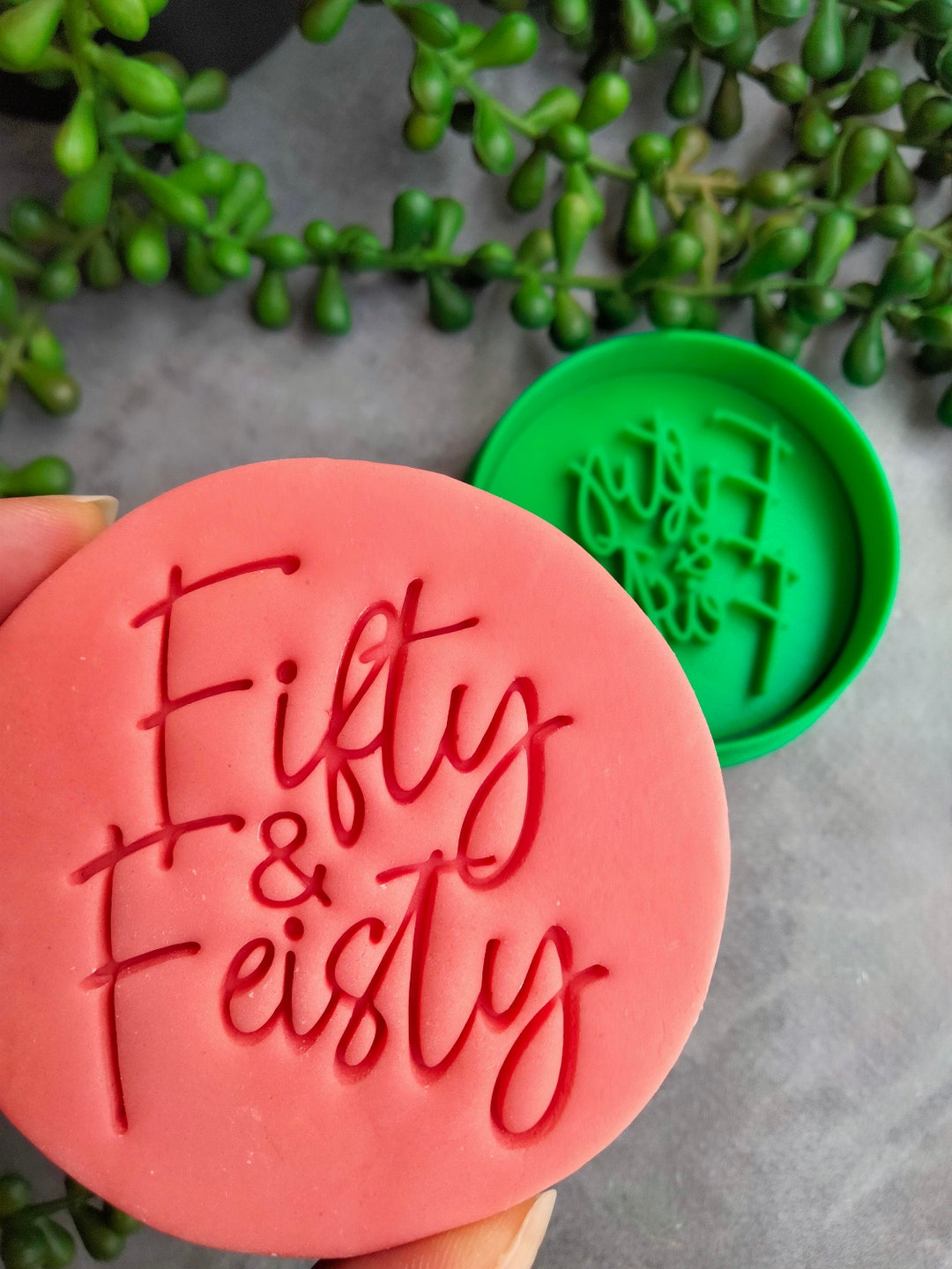 Fifty & Feisty 50th Birthday Cookie Fondant Stamp Cookie - Etsy