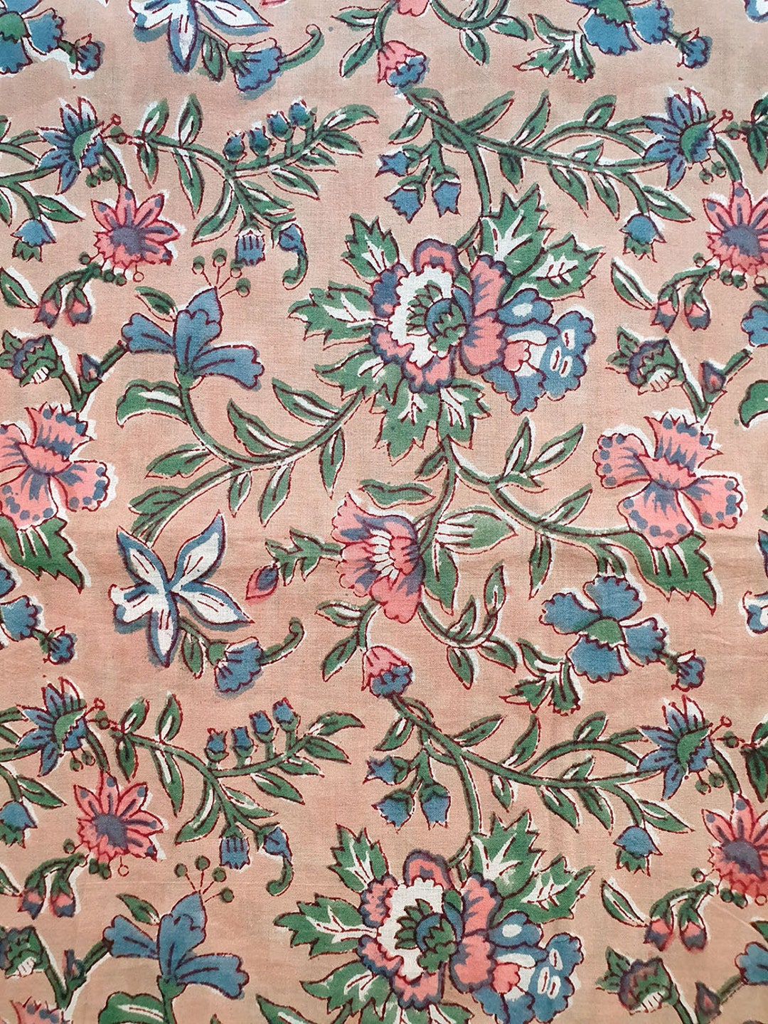 Hand Block Printed Cotton by Yard or Meter Floral Design Shipment From ...
