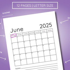 2025 Printable Digital Calendar | Full Year of Calendar | Digital ...