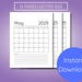 2025 Printable Digital Calendar | Full Year of Calendar | Digital ...