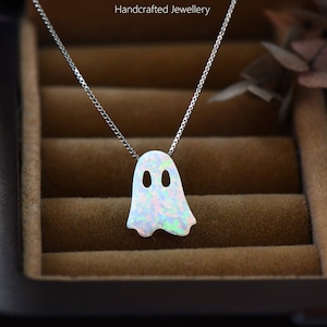 Ghost Opal Necklace, Fire Opal Specter Necklace, White and Black Opal ...
