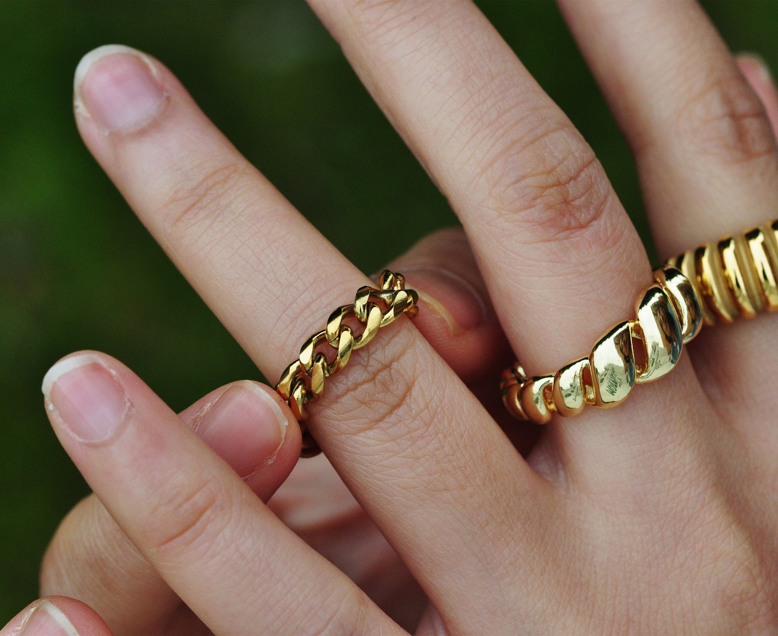Gold Chain Stainless Steel Ring 14K Gold Stacking Ring Thick | Etsy Canada