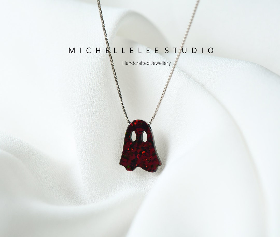 Halloween Black Ghost Opal Necklace, Fire Opal Specter Necklace, Opal ...