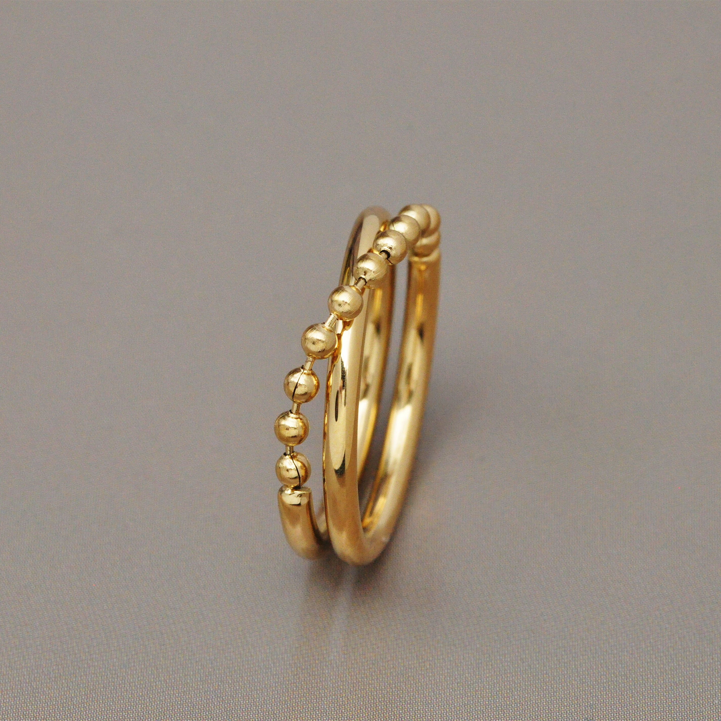 18K Gold Dainty Double Layer Ring Crossed Stainless Steel - Etsy UK