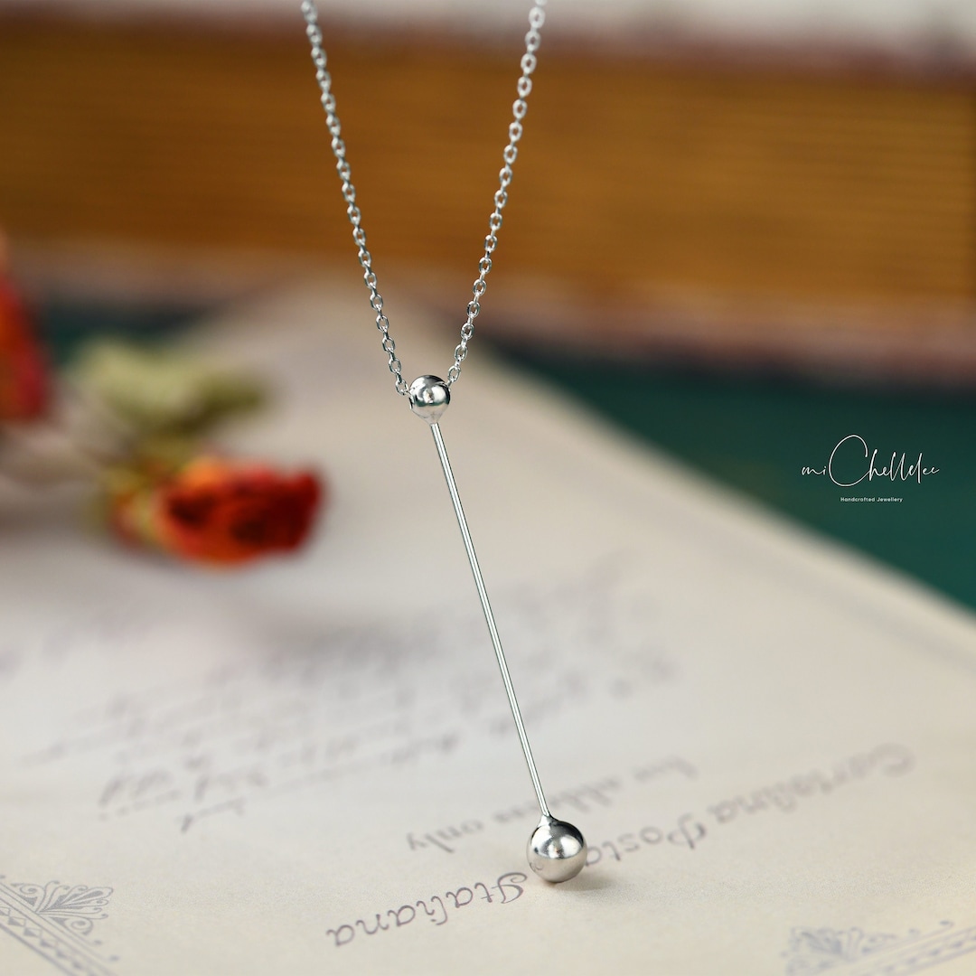 Sterling Silver Ball Bead Necklace, Delicate Ball Chain Choker, Silver ...
