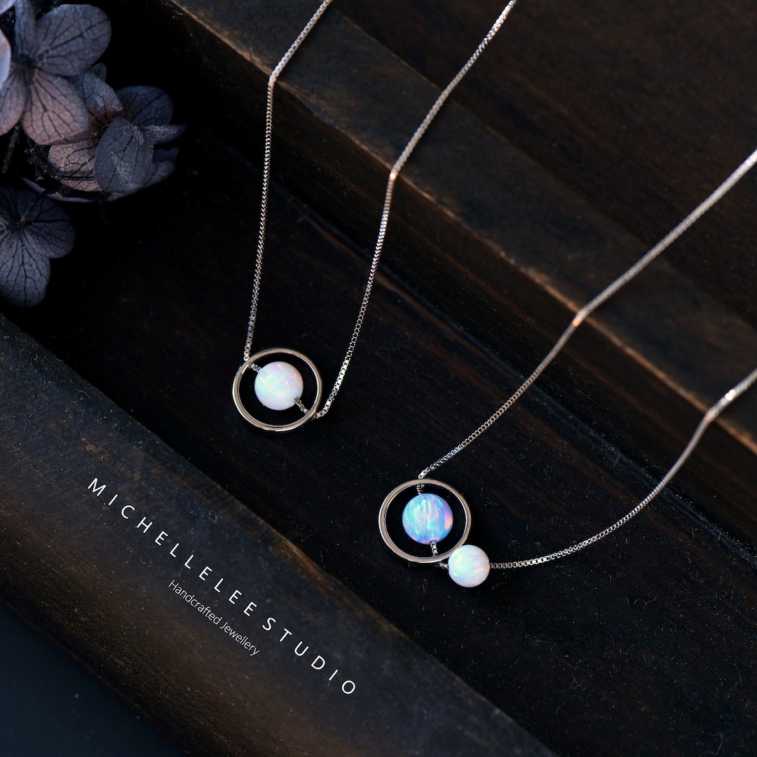 Personalized Opal Ball Pendant Necklace, Sterling Silver Gemstone ...