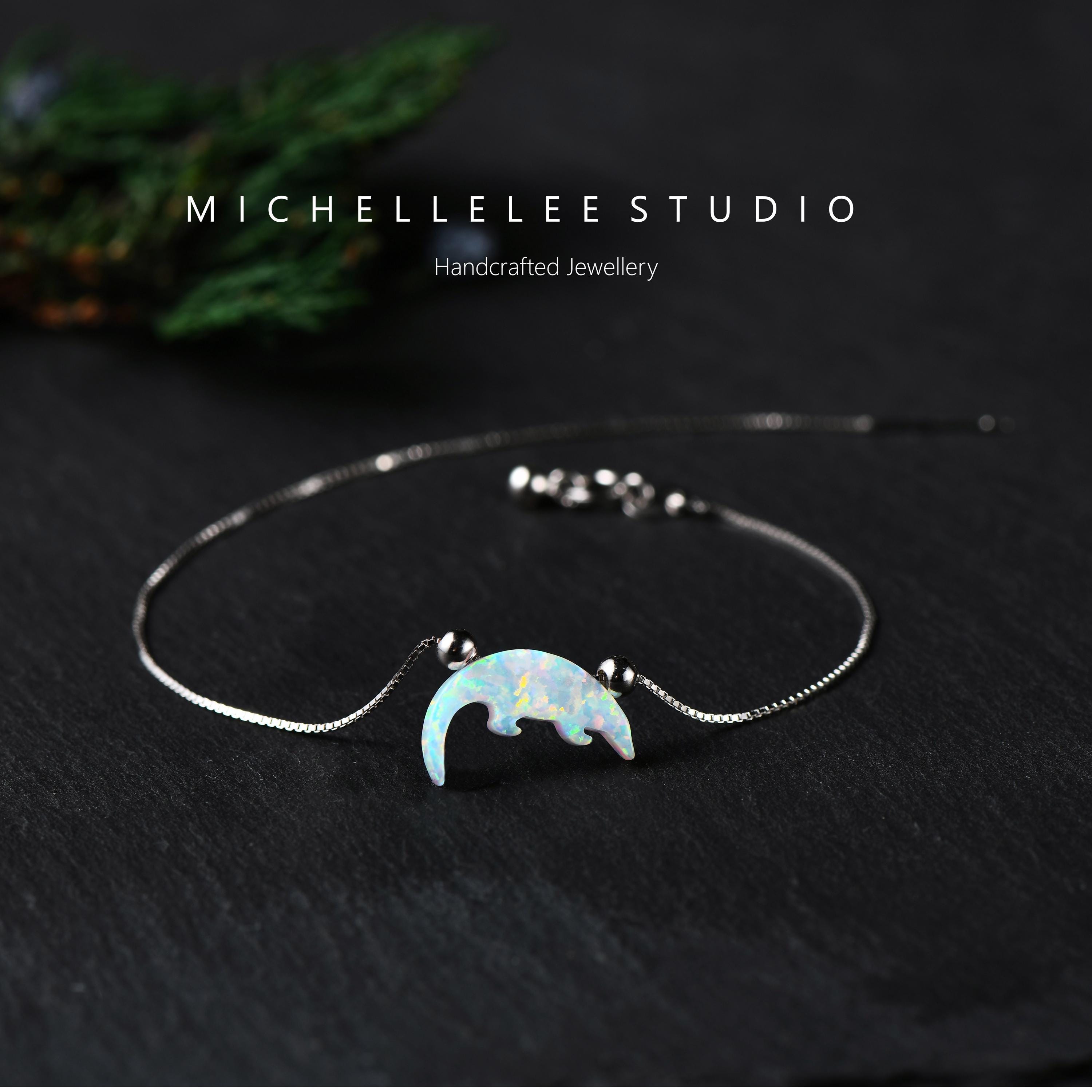 Opal Pangolin Necklace, Fire Opal Necklace With Sterling Silver Chain ...