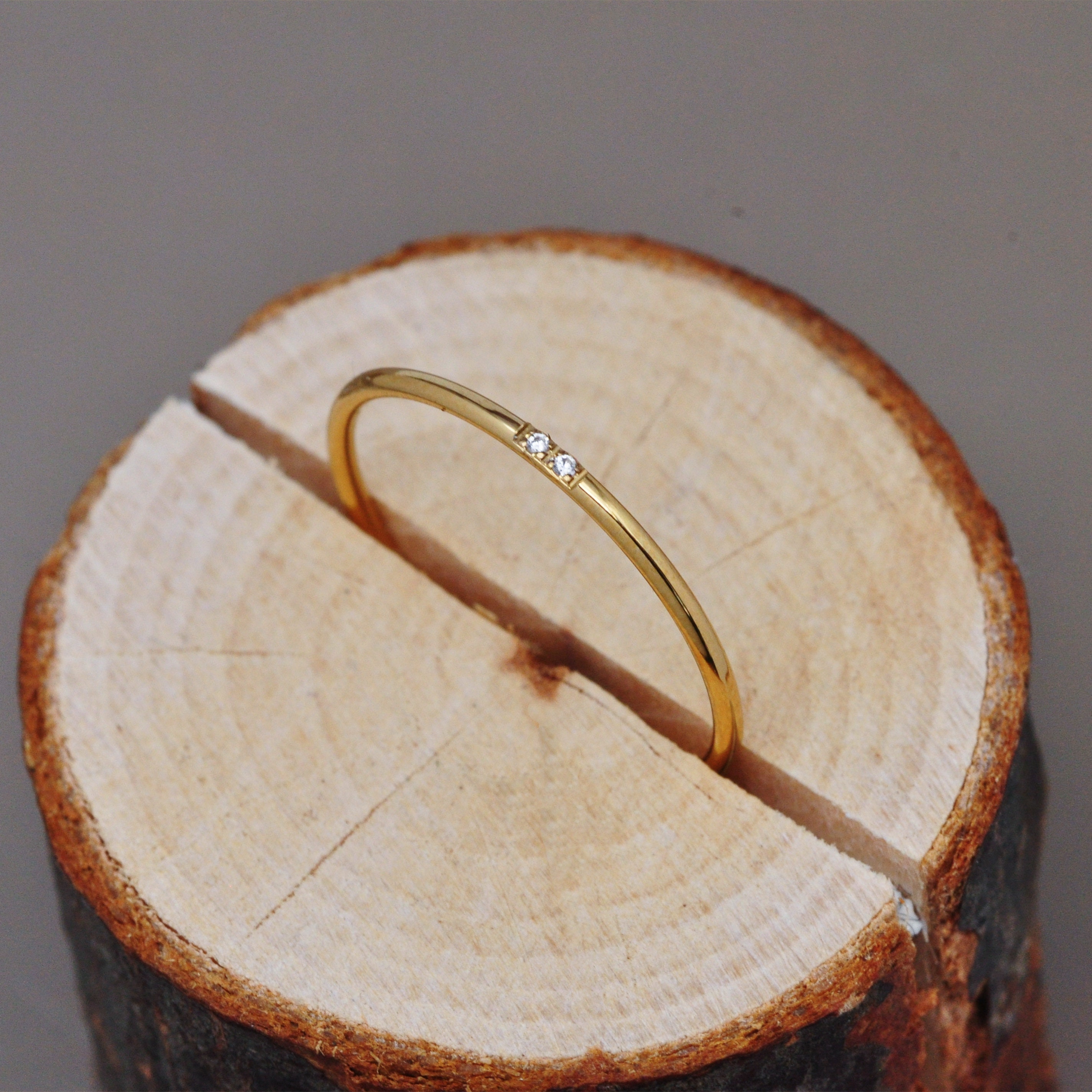 18K Gold Super Tiny CZ Crystal Ring Small Diamond Stainless | Etsy