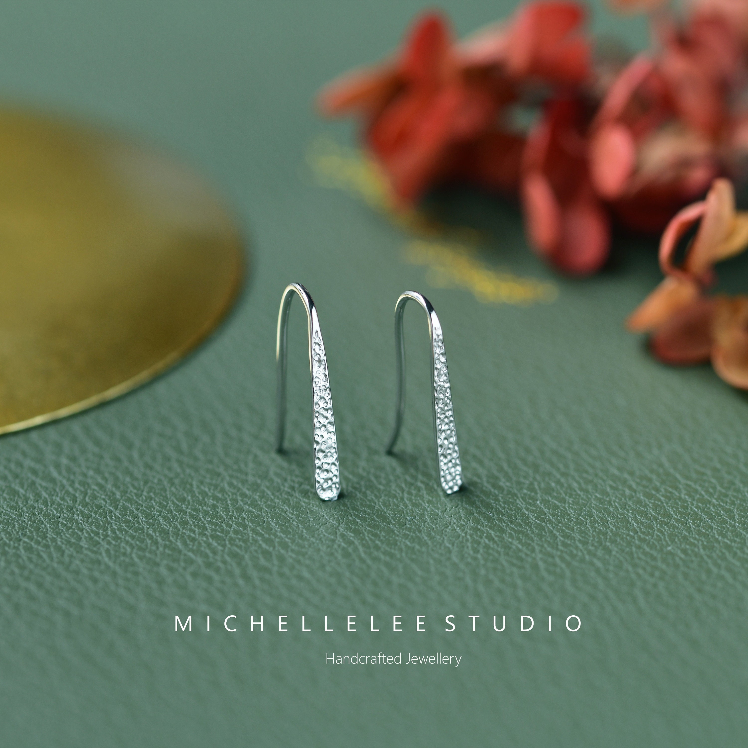 Minimalist Simple Hammered Stick Earrings in Sterling Silver | Etsy