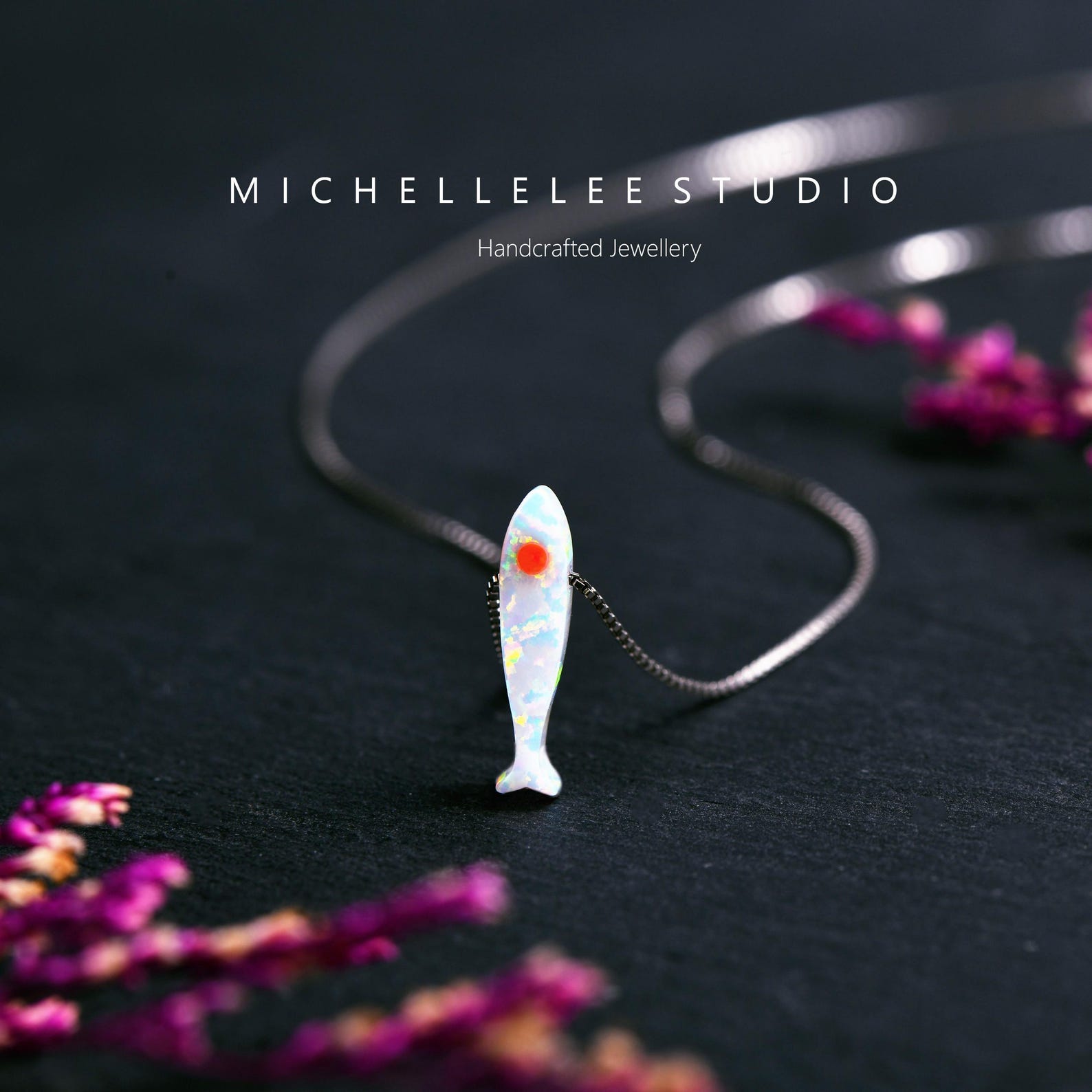 Opal Fish Necklace, White Opal Fish Necklace, Opal Necklace With ...
