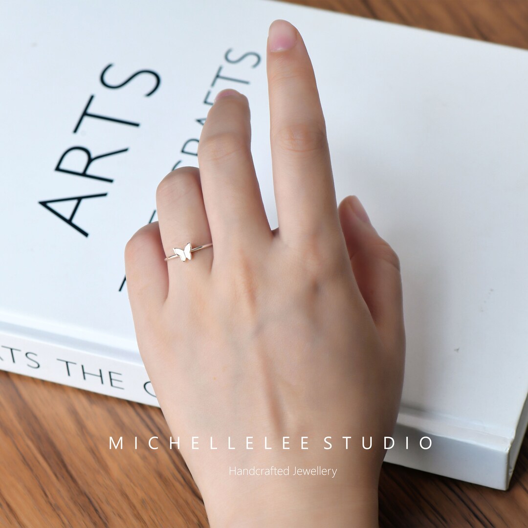 Dainty Butterfly Adjustable Open Ring, Dancing Butterfly Sterling ...
